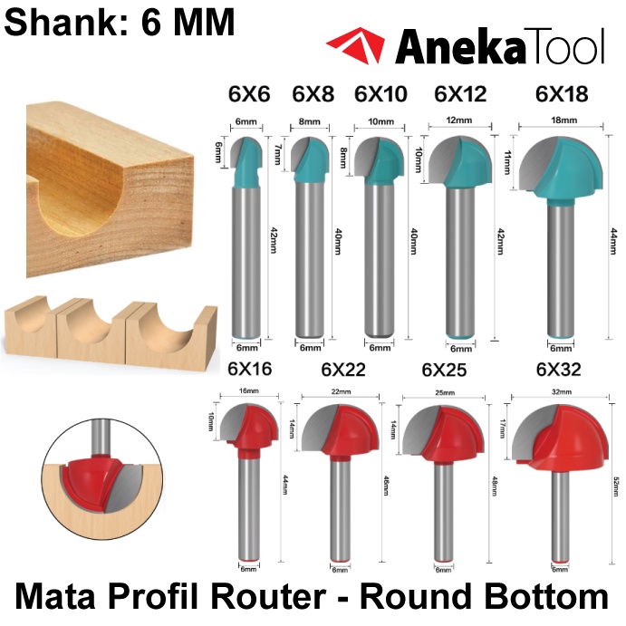 Jual Mata Profil Router Round Bottom 6 mm Nose Cove Bits | Shopee Indonesia