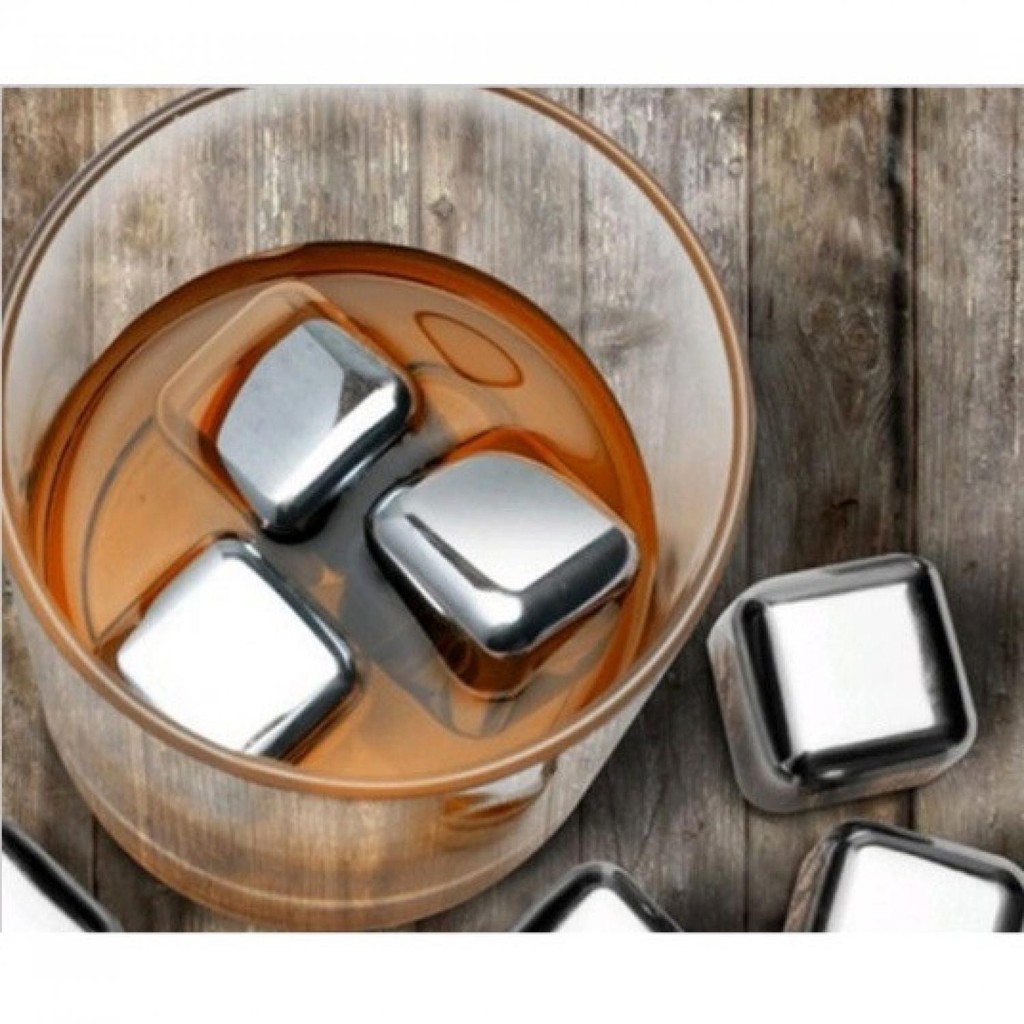 Jual Es Batu Stainless 4PCS Reusable Stainless Steel Ice Cube Es Batu ...