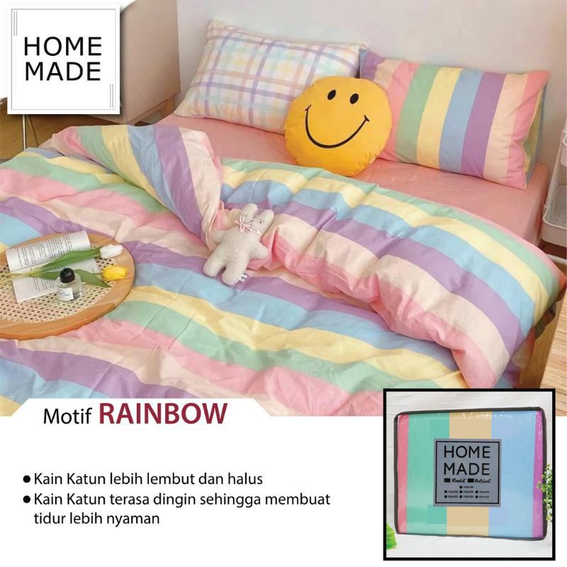 Jual sprei aesthetic korea karakter Bubble gum rainbow pelangi seprei ...