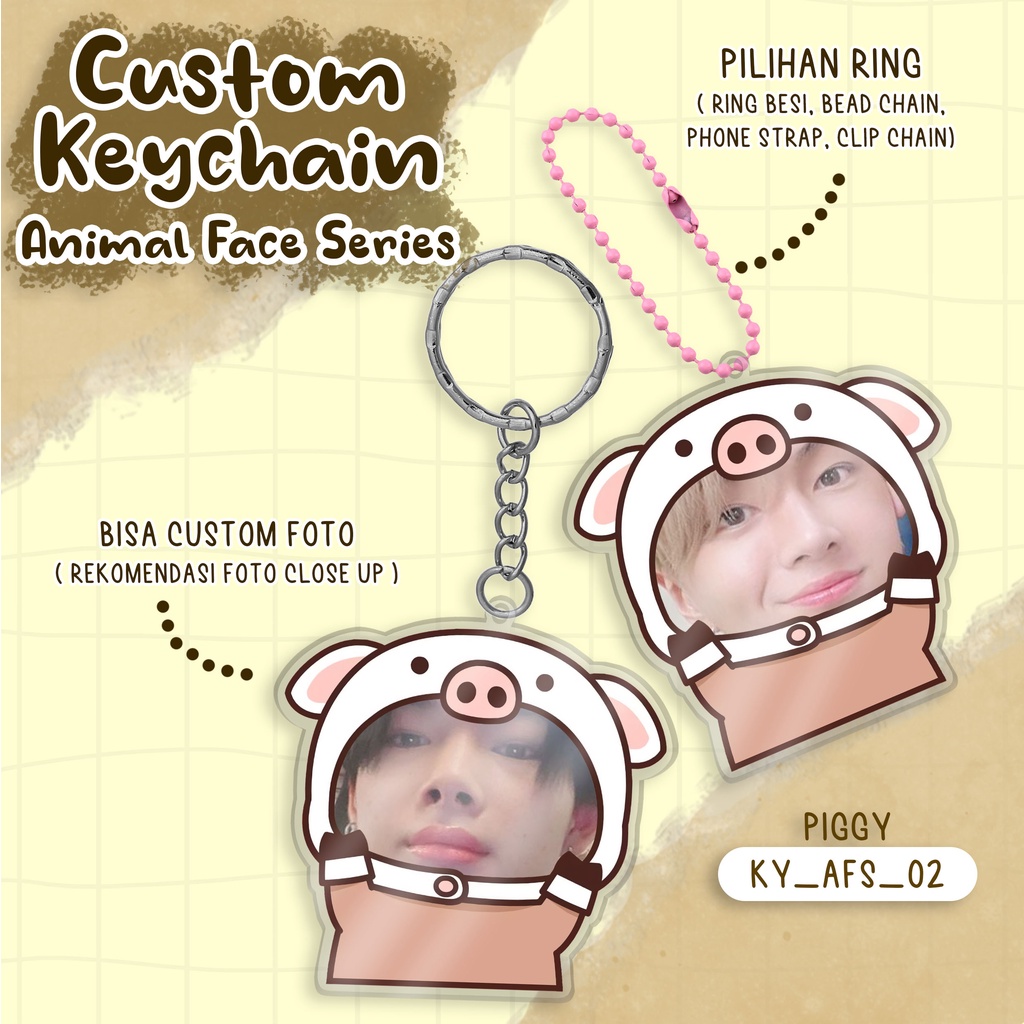 Jual Ganci Custom Desain Cute Animal Face Bisa Ganti Foto / Gantungan ...