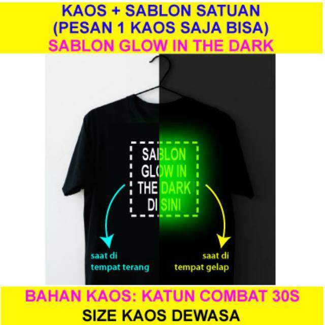 Jual Kaos Sablon Satuan Glow In The Dark (Kaos Custom Satuan, Desain ...