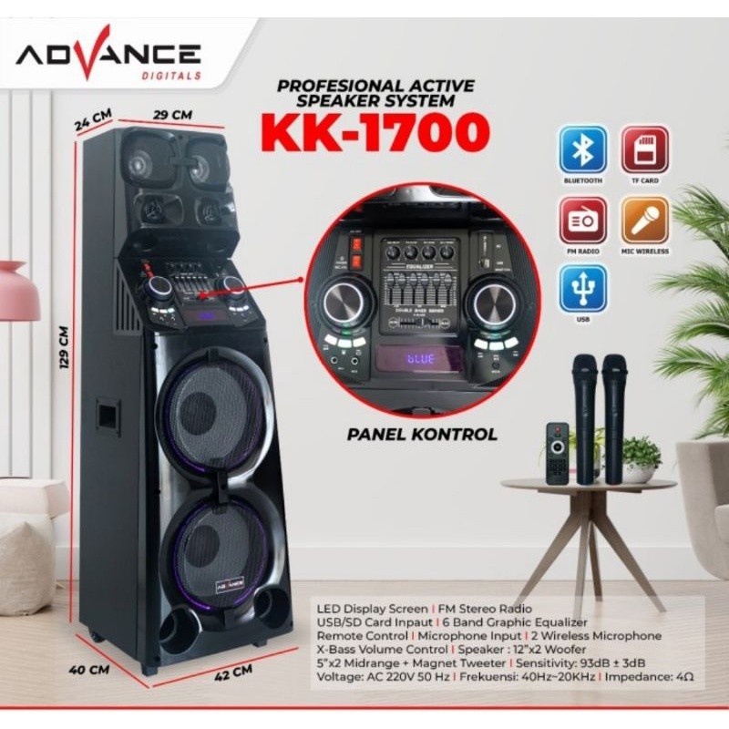 Jual SPEAKER KK-1700 ADVANCE FREE MIC WIRELESS | Shopee Indonesia