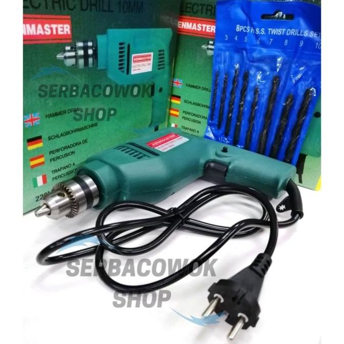 Jual Mesin Bor Listrik Bor Tangan Kenmaster 10 Mm Plus Mata Bor Set ...