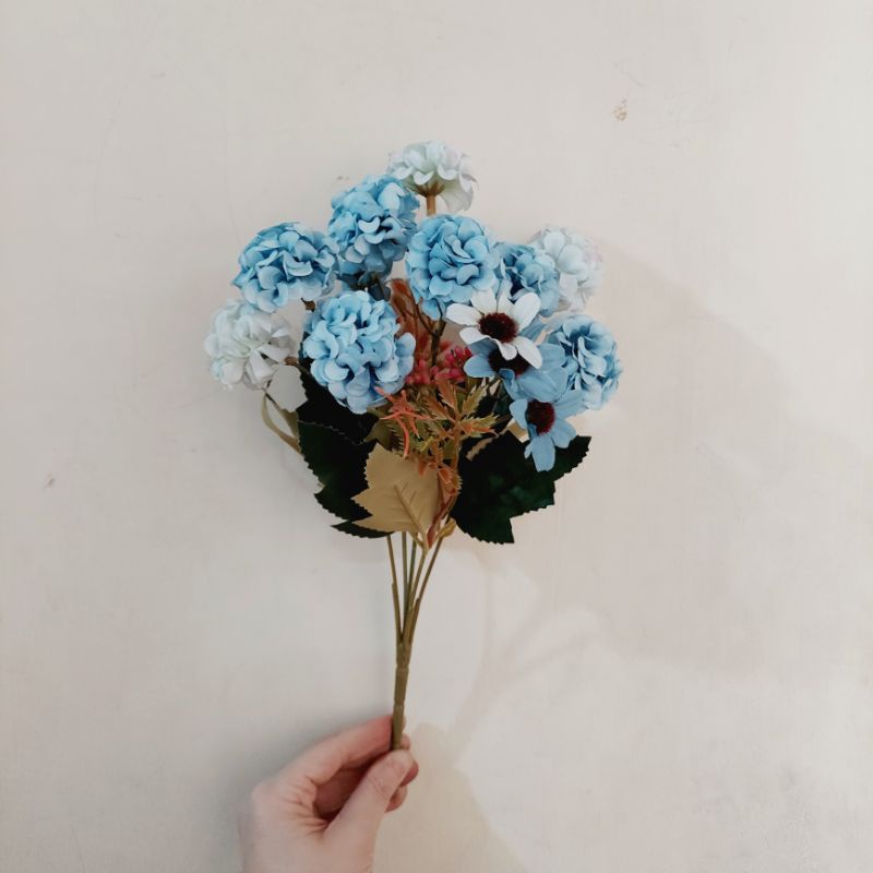 Jual B016 Buket Bunga Krisan Hydrangea Aster K15 Artificial bunga ...