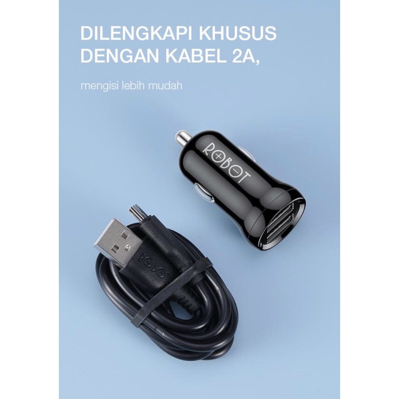 Jual ROBOT RT-C07 2.4A 2USB Dual Port Fireproof Shell Car Charger Micro Saver Mobil RTC07 Fast ...