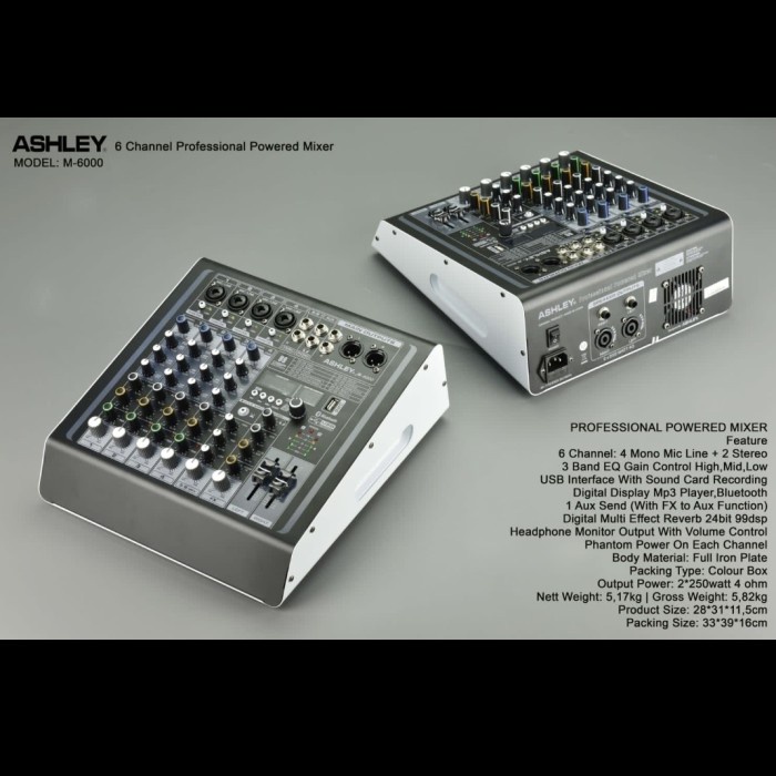 Jual Power Mixer Ashley M6000 Usb Bluetooth Original Professional ...