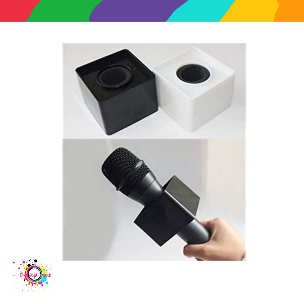 Jual ABS MIC Square Flag Microphone Interview / Cube Logo Station ...