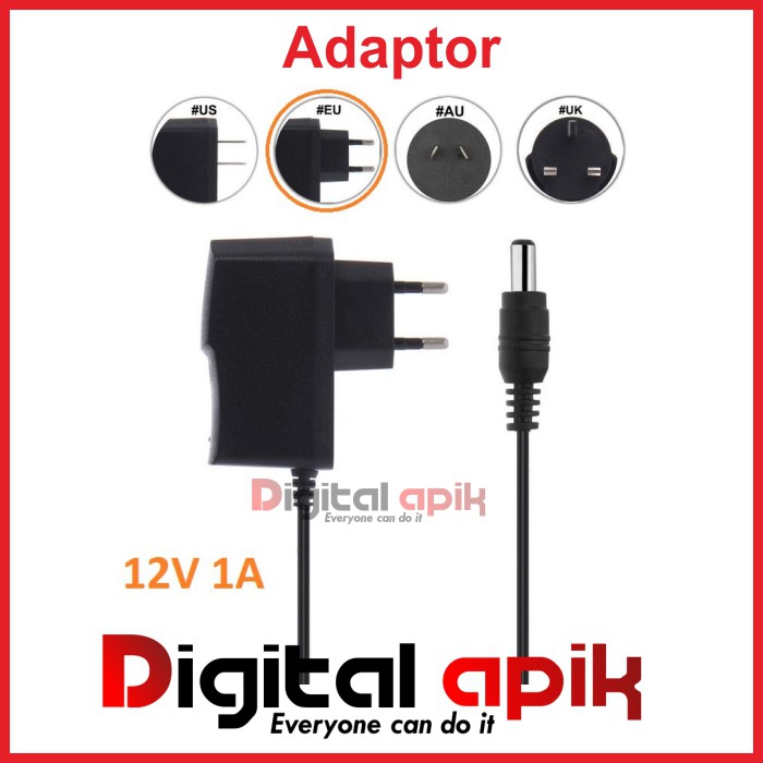 Jual Adaptor 12V 1A Murni Switching Power Supply Arduino Jack DC 5.5mm ...