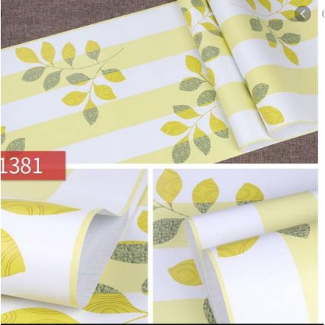 Jual HOMEWALLPAPER - Wallpaper Sticker Dinding Motif Salur Daun Hijau - Ukuran 45cm x 10m ...
