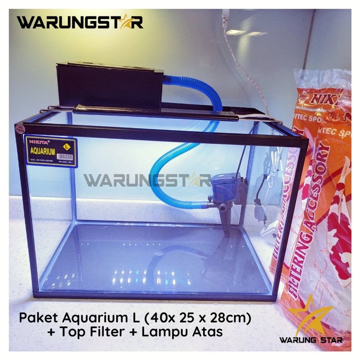 Jual PAKET AQUARIUM NIKITA LARGE / AQUARIUM KACA NIKITA TRISET L 25 LITER | Shopee Indonesia