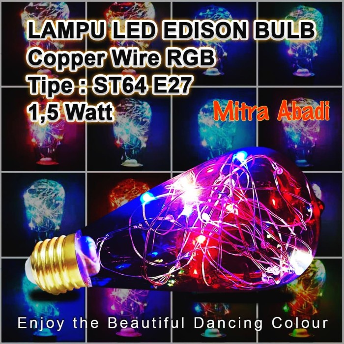 Jual Lampu Bulb LED Edison Cooper Wire Vintage ST64 1,5W Fitting E27 ...