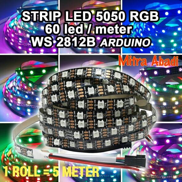 Jual LED Strip RGB SMD 5050 WS 2812 B ARDUINO 30 LED dan 60 LED per ...