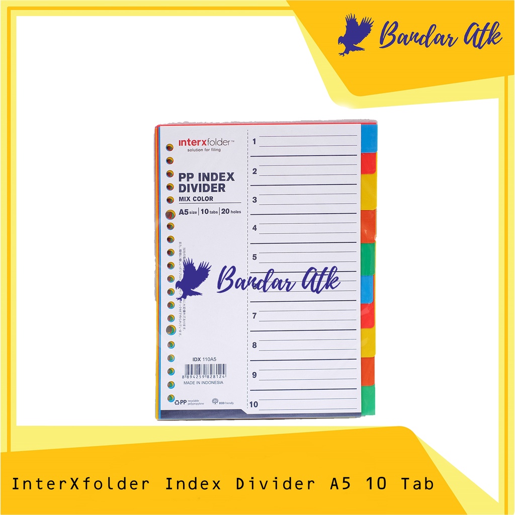 Jual INTER X folder Index Divider A5 10 Tab - Pembatas Binder Note [1 ...