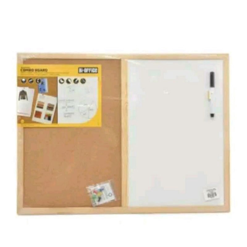 Jual Papan kombinasi gabus/cork board dan White board 60x45cm | Shopee ...