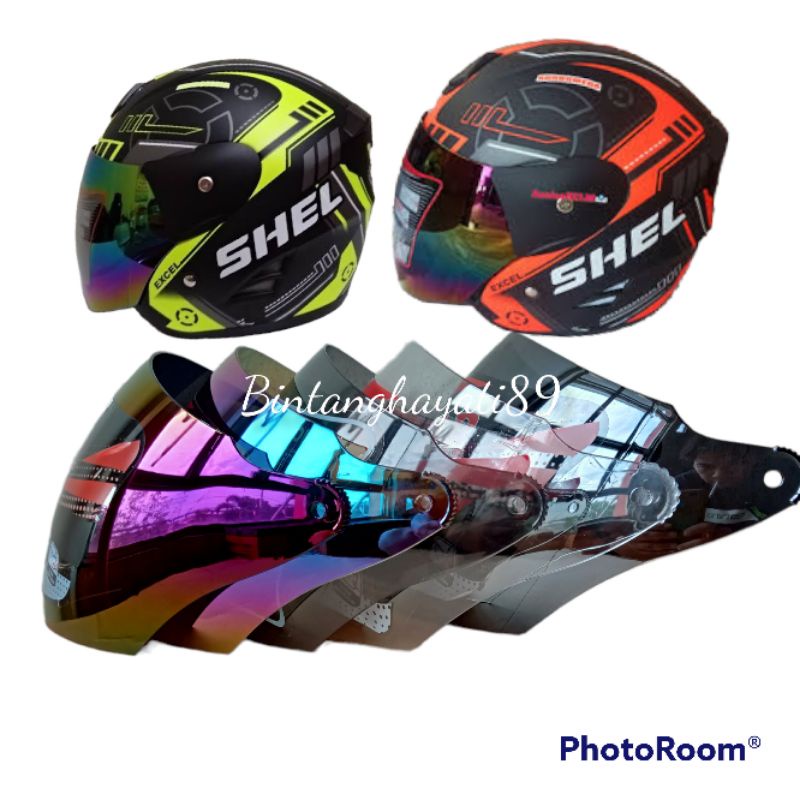 Jual kaca visor helm Shell Exel warna silver putih hitam smoke pelangi ...
