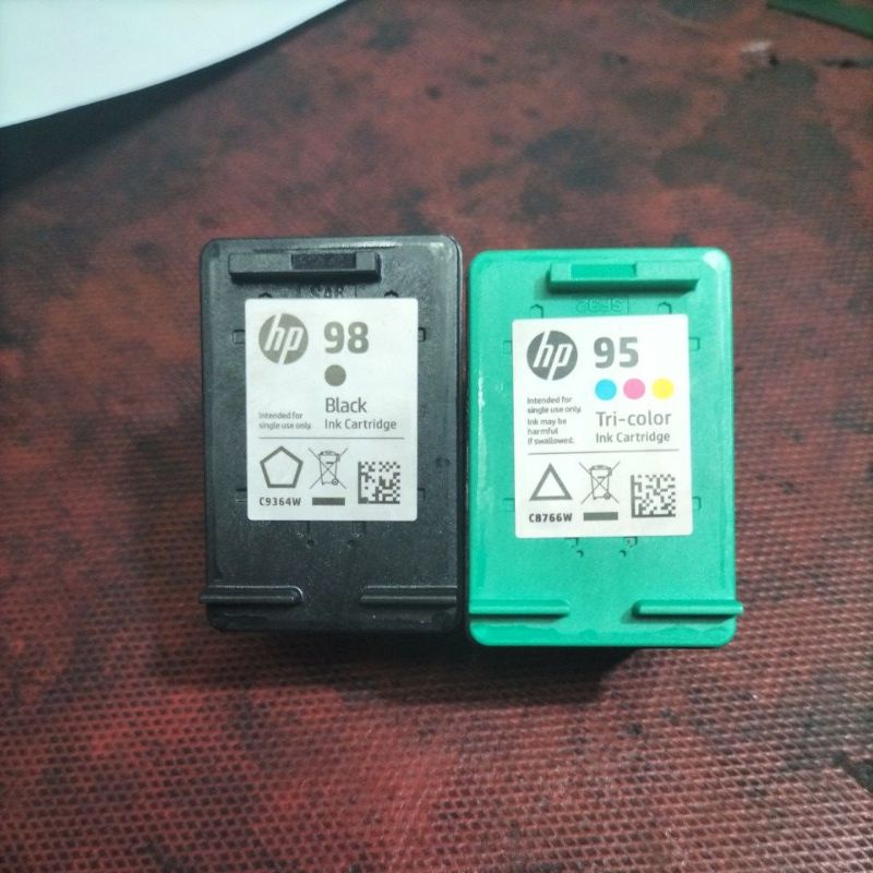 Jual paket cartridge hp resykel 98 black 95 color recycle siap pakai 1 ...