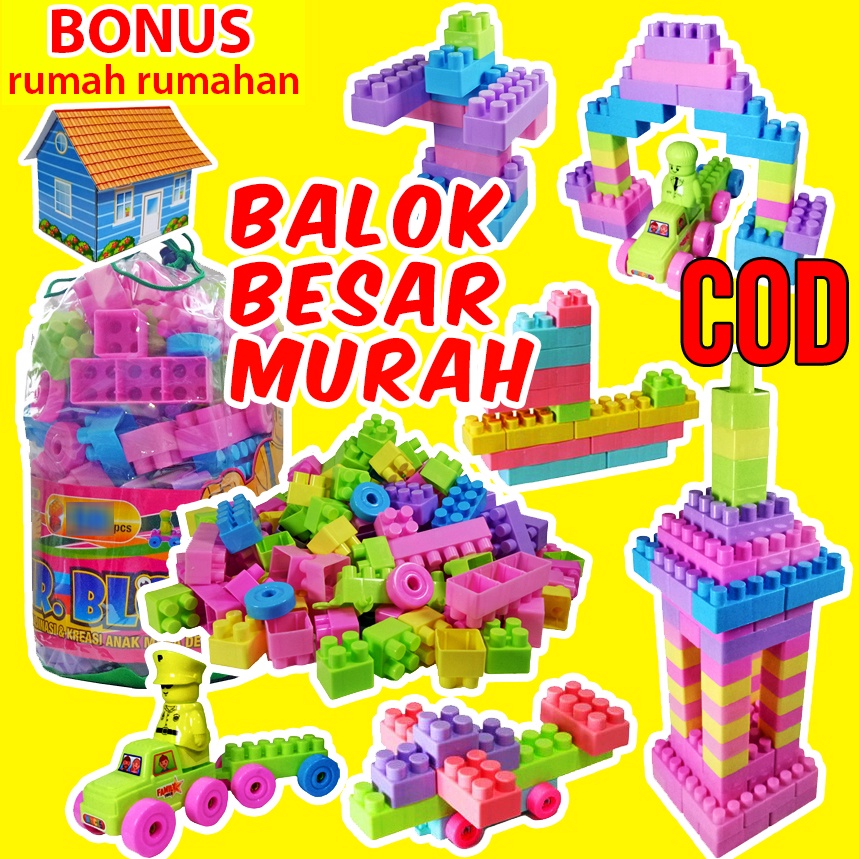 Jual Lego Mainan Anak Balok Susun Warna Warni Ukuran Besar | Shopee ...