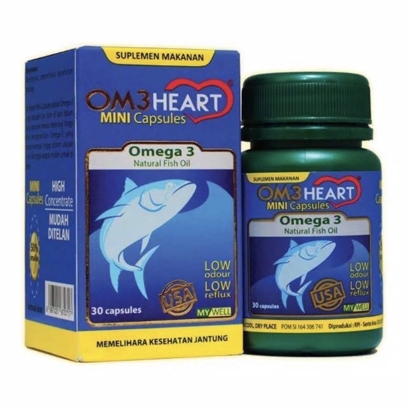 Jual om3heart minyak ikan omega 3 ome heart omeheart 30 kapsul tablet ...