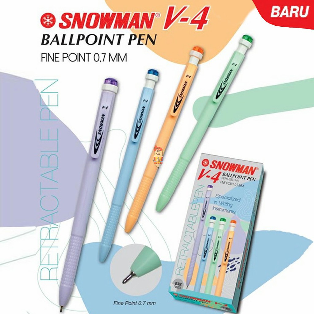 Jual Pulpen / pena Snowman V4 Semi-Gel Ink 0.6mm Black / Hitam | Shopee ...