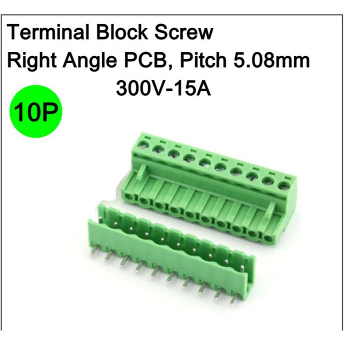 Jual New Terminal Block 10 Pin Pcb 2Edg Pitch 5.08Mm Type L Siku Male ...