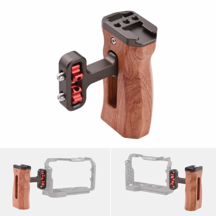 Jual wood side handle hand grip wooden rig cage for andoer smallrig ...