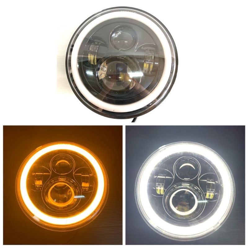 Jual LED Daymaker Harley 7 Inch 4 Mata Ring 2 Warna DOT SAE Jeep 4 LED ...