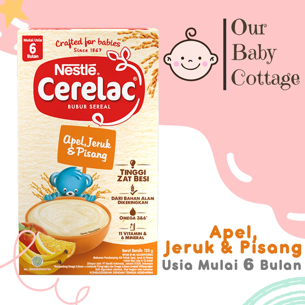 Jual CERELAC Bubur Bayi Instant 6+ Rasa Apel Jeruk Pisang Box 120 g Exp Nov 2023 | Shopee Indonesia