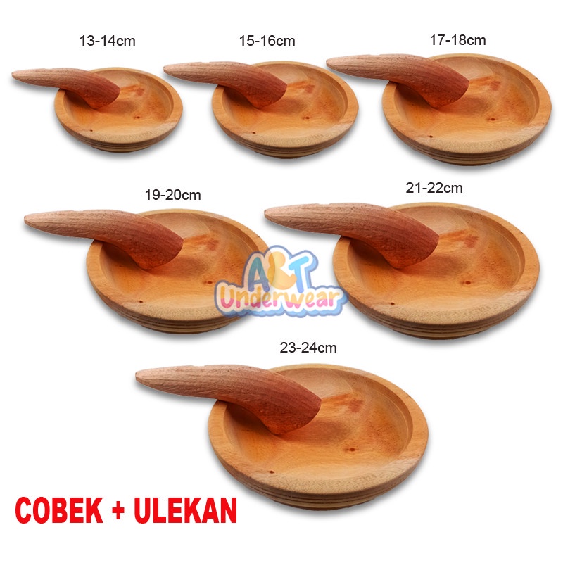 Jual AT266-(1 SETT) Cobek dan Ulekan Nomer 13cm-18cm/Cobek Kayu Asli ...
