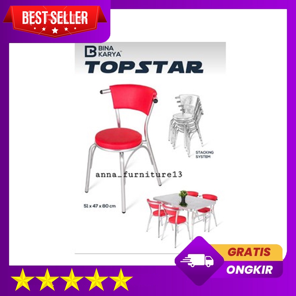 Jual Kursi Cafe Bina Karya Topstar – Kursi Besi Sandaran Busa Bisa Ditumpuk | Shopee Indonesia