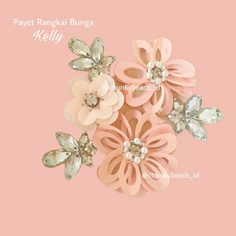 Jual payet rangkai bunga 3d KOMPILASI nuansa pink permata mutiara pink ...