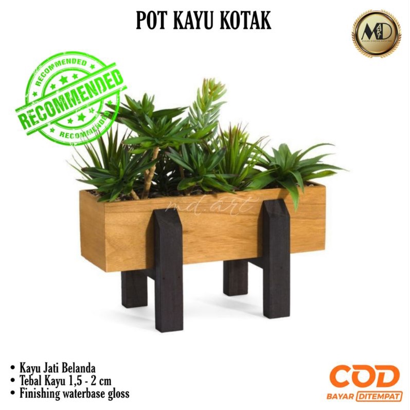 Jual POT KAYU kotak pot kaktus pot sekulen pot unik pot jati belanda ...