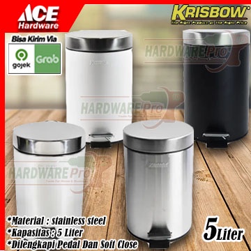 Jual Tempat Sampah Injak 5 Liter Softclose Bulat Stainless Steel Krisbow Dust Bin | Shopee Indonesia