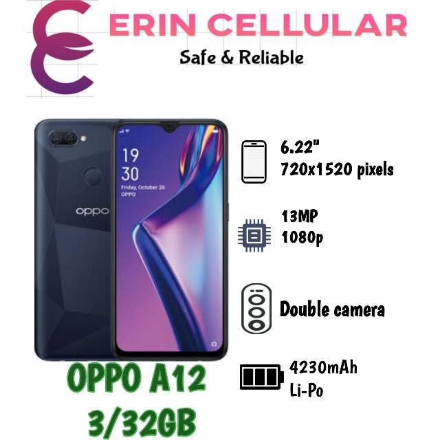 Jual OPPO A12 Ram 3/32 GB - GRS RESMI OPPO INDONESIA 1THN - Black ...