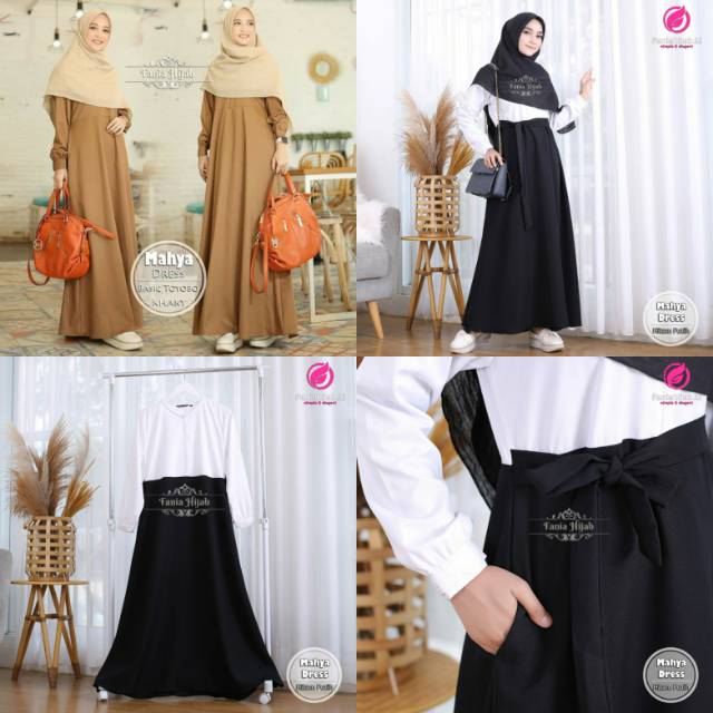 Jual GAMIS DINAS PNS MAHYA KHAKI DAN HITAM PUTIH FANIA HIJAB/SERAGAM ...