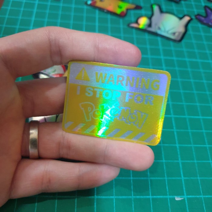 Jual Sticker Hologram Anime - PSH538 - Pokemon - Warning | Shopee Indonesia
