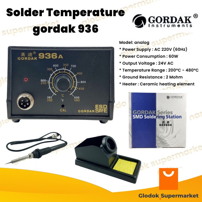 Jual Solder Temperatur Gordak 936a Soldering Station Temperature 936 Analog | Shopee Indonesia