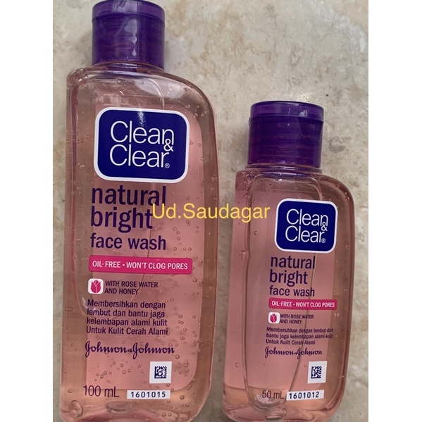Jual Clean & Clear Natural Bright Face Wash 100ml | 50ml sabun Cuci ...