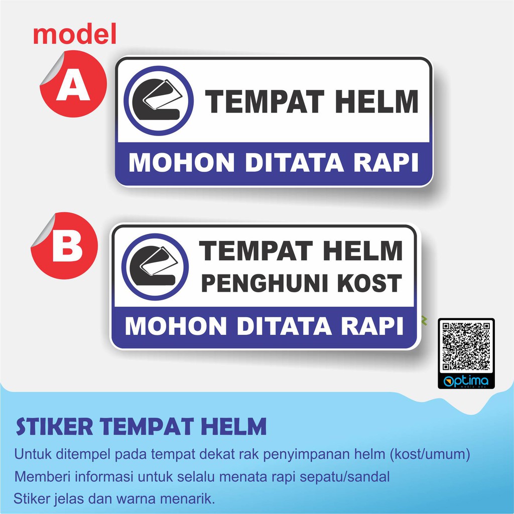Jual STIKER TEMPAT HELM PENGHUNI KOST DITATA RAPI 20 X 8 CM | Shopee ...