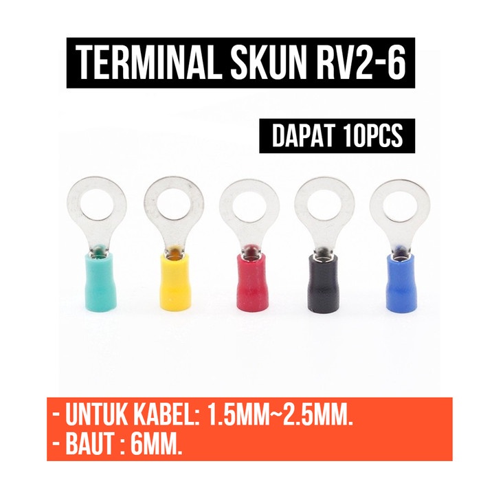 Jual Rv2-6 RV 2-6 Skun Cincin Konektor Terminal Kabel Listrik Ring O Bulat | Shopee Indonesia