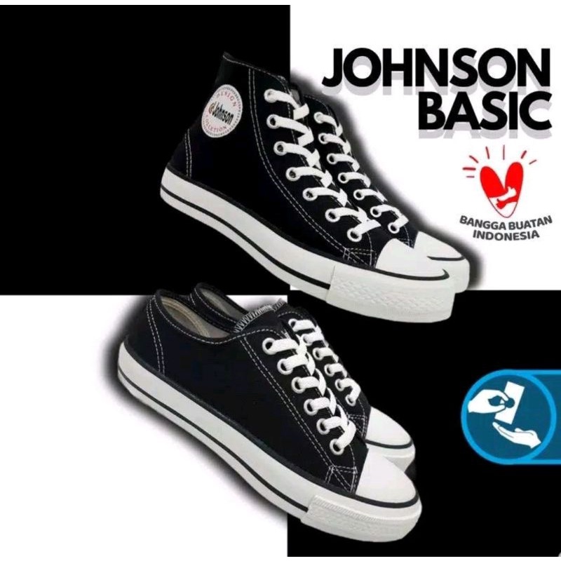 Jual Sepatu Johnson Basic Black White Original Sepatu Sekolah Hitam ...