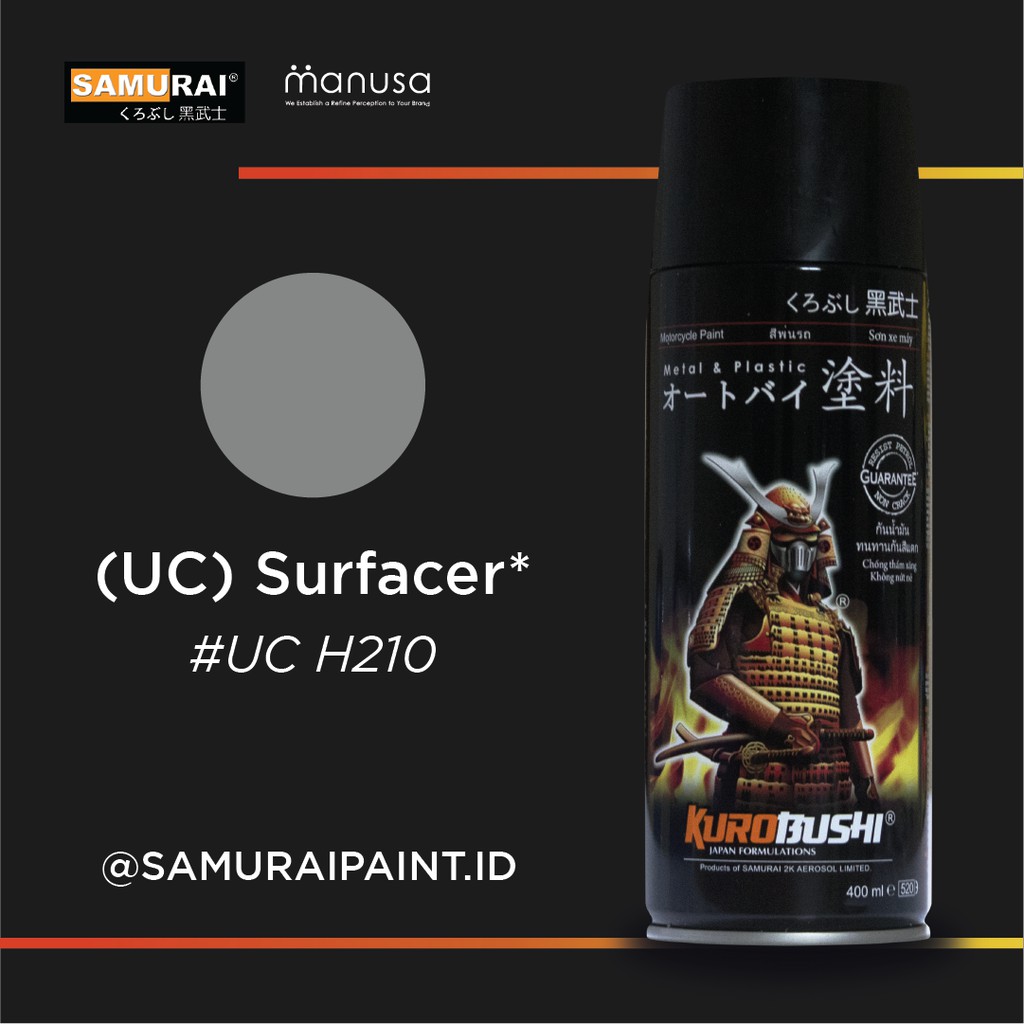 Jual Samurai Paint Surfacer #uch210 ( isi 400 ML & Warna grey ) Epoxy ...
