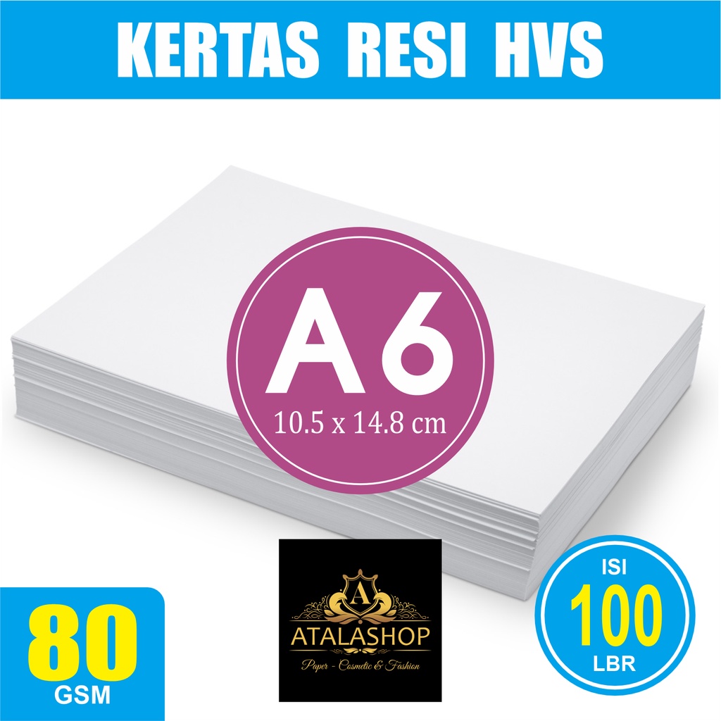 Jual Kertas HVS 80 GSM Ukuran A6 (10.5x14.8cm) - Per pack isi 100 ...