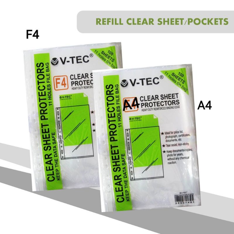 Jual Clear Sheet Protector A4 F4 11 Holes File Bag VTEC isi 100 ...