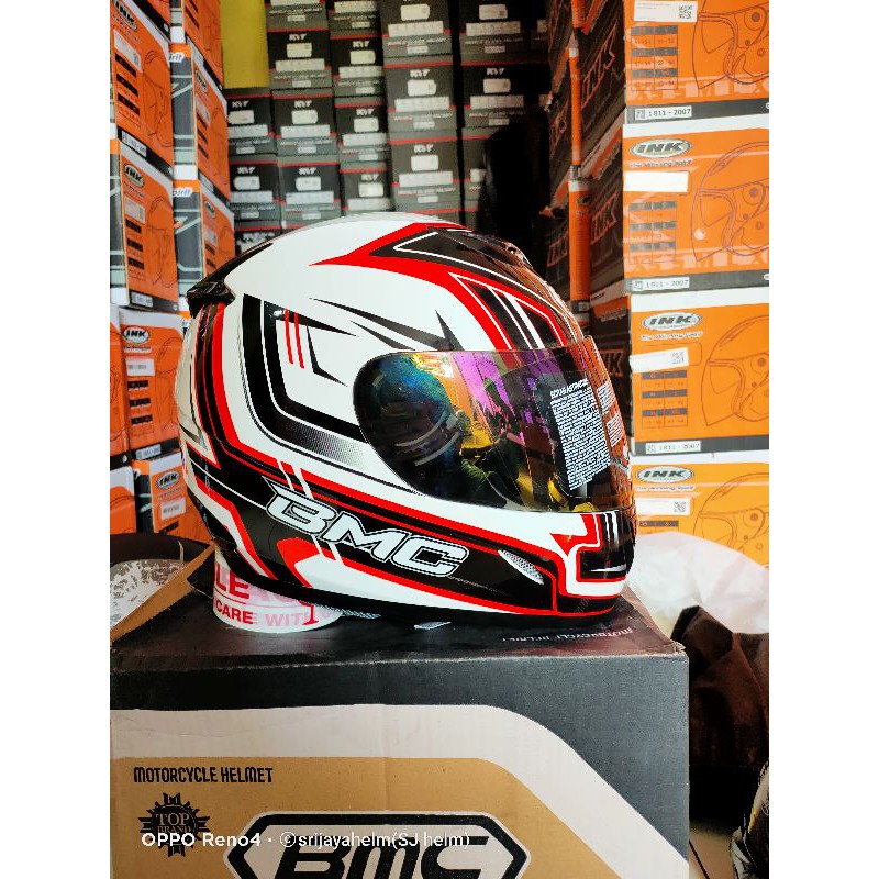 Jual HELM BMC P_200 #6 WHITE/RED FLUO (RAINBOW) | Shopee Indonesia