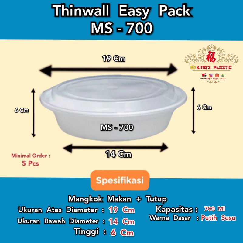 Jual Thinwall Easy Pack MS - 700 Putih Susu Mangkok Isi 5 Pcs | Shopee Indonesia