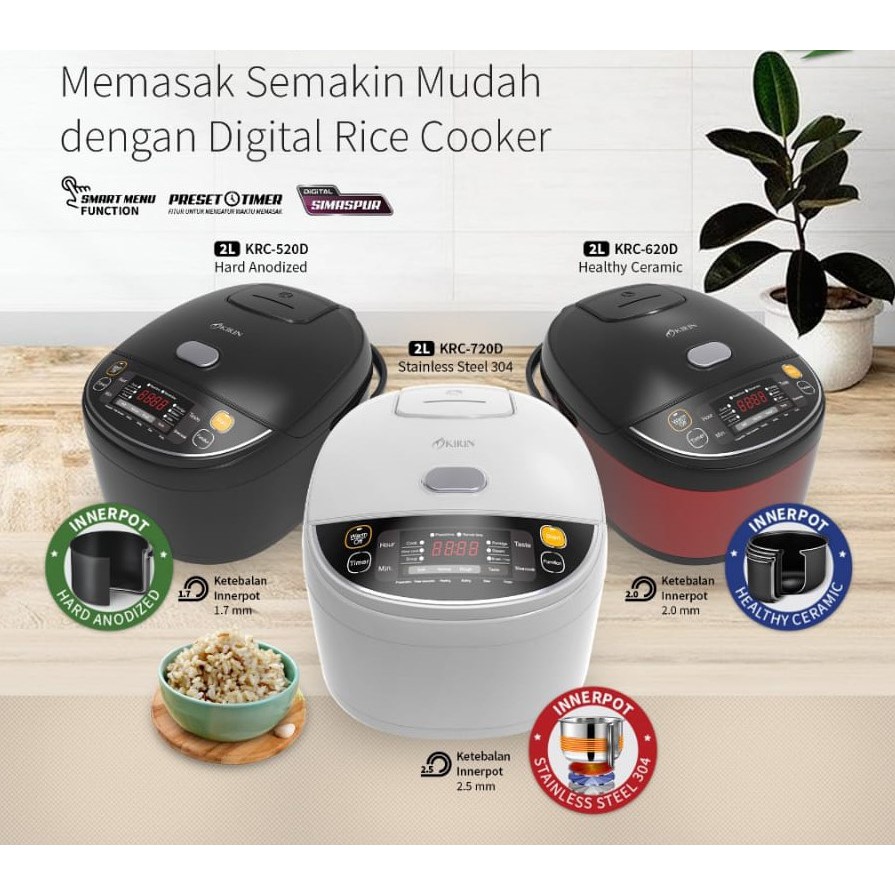 Jual Rice Cooker Digital Magic Com Panci Stainless Kirin 2 Liter | Shopee Indonesia