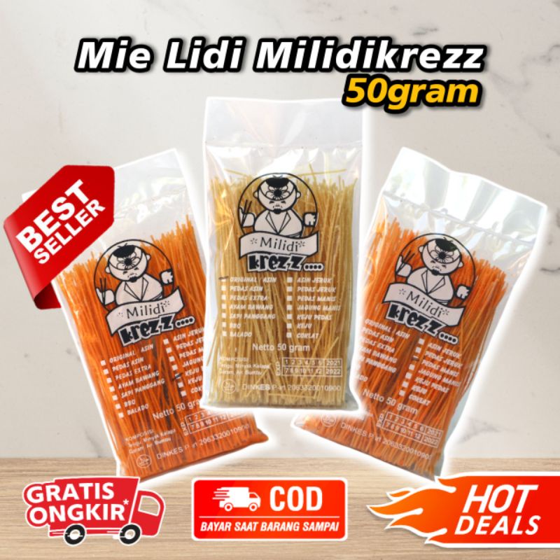 Jual Mie Lidi 50 gr Milidi Krezz Snack Cemilan Pedas | Shopee Indonesia