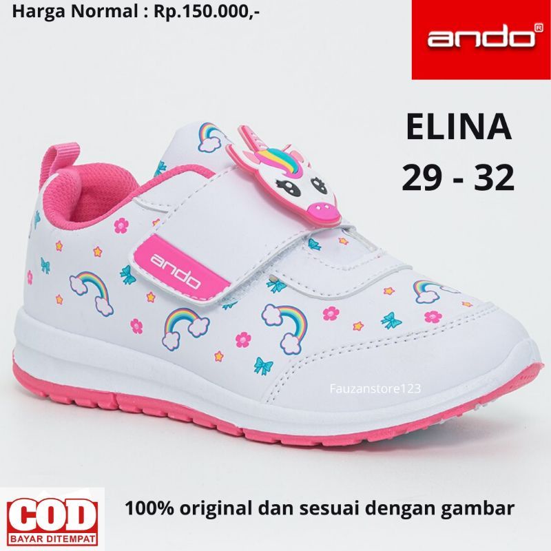 Jual SEPATU ANAK PEREMPUAN ANDO ELINA PEREKAT PUTIH PINK KARAKTER KUDA PONI SEKOLAH PAUD TK ...