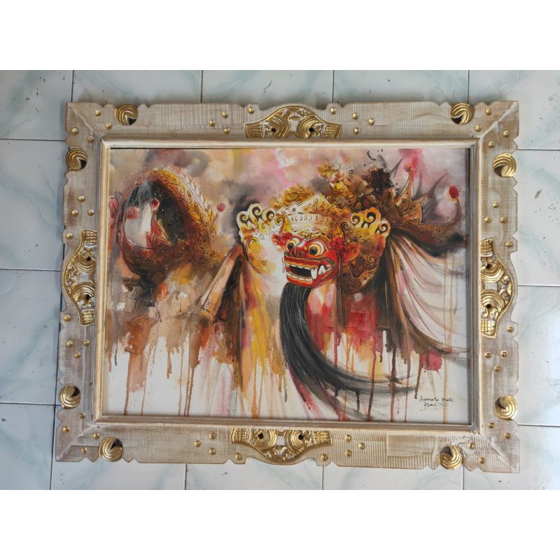 Jual Lukisan tari barong Bali dengan bingkai Bali unik termurah | Shopee Indonesia