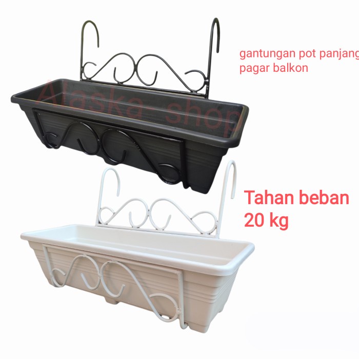Jual PROMO TERBATAS- gantungan pot panjang besi balkon rak pot bunga ...